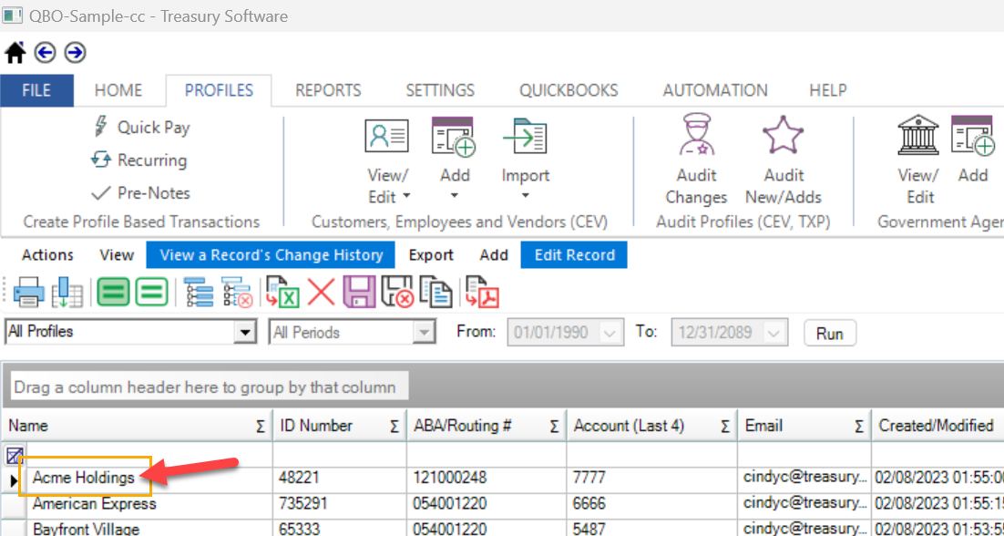 Display Name in QuickBooks Online when Integrating with ACH Universal – Treasury Software