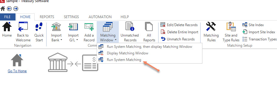 Performing System Matching – Treasury Software