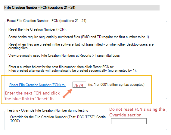 File Creation Number in the Canadian EFT File – Treasury Software